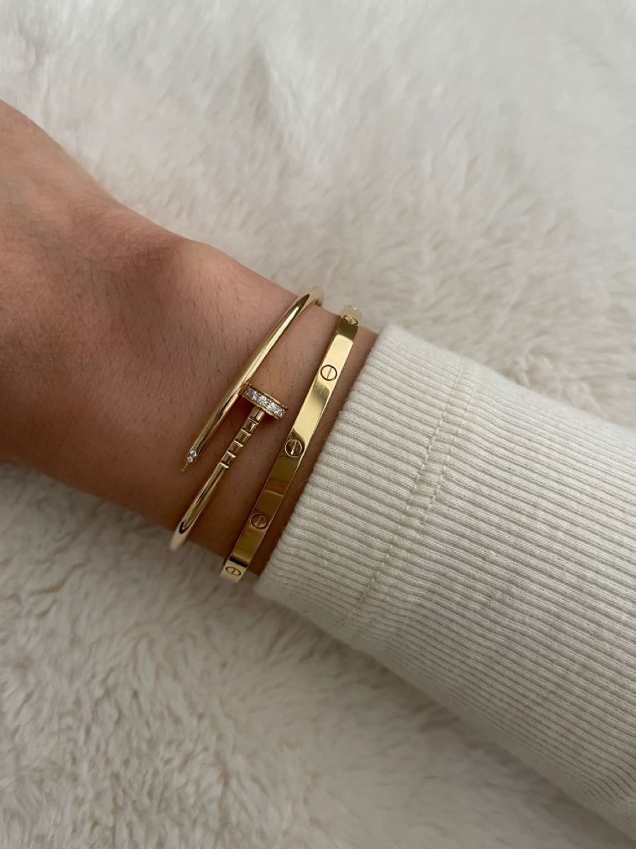 Cartier Stack Kada 💼💖| Gold Combo | 2-in-1 Set – Pearl Peaches 💎